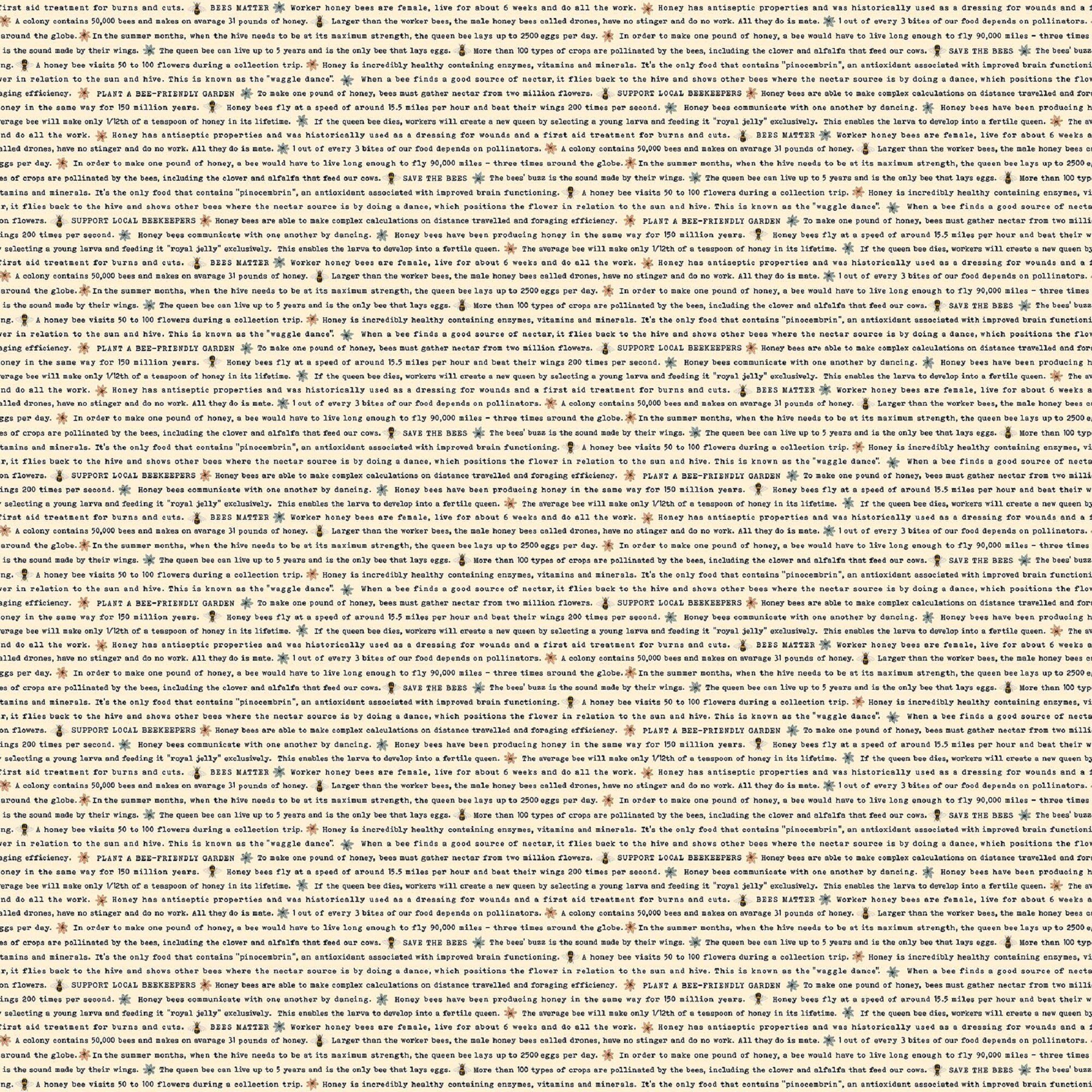 Bee Kind Fabric - Script - Cream - The Quilting Engineer